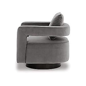 Signature Design by Ashley Alcoma Swivel Accent Chair, Fabric, Gray