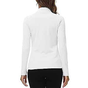 MoFiz Golf Shirt for Women Long Sleeves UV Protection Zip-up Female Biking Shirt Womens Daily Wear Tops White L