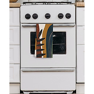 Abstract Boho Sun Mountain Botanical Leaf Kitchen Towels Tea Towels, 16 X 24 Inches Cotton Modern Dish Towels Dishcloths,Dish Cloth Flour Sack Hand Towel for Farmhouse Kitchen Decor,Boho Lovers Gifts