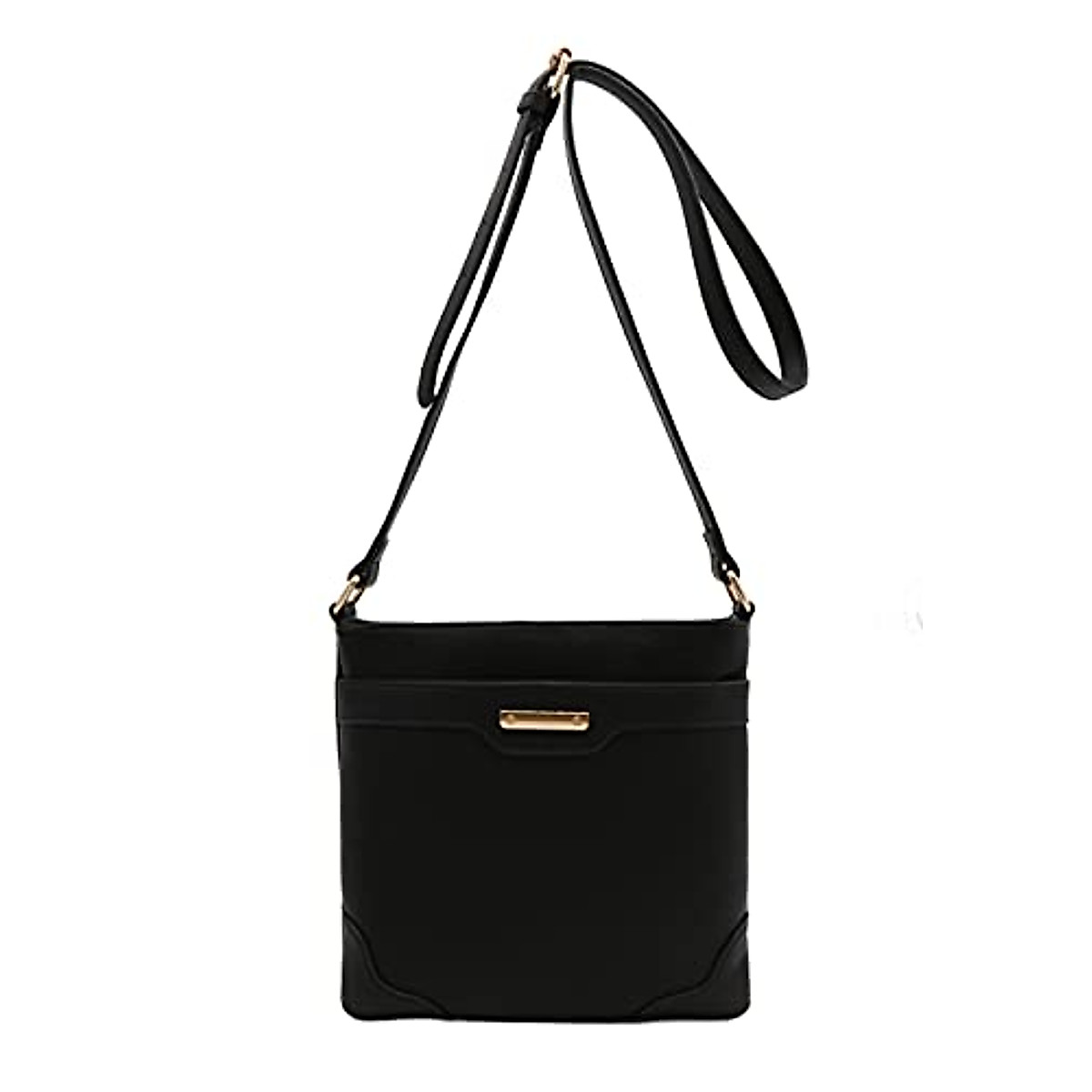 Isabelle Women's Fashion Medium Size Crossbody Bag with Gold Plate Black