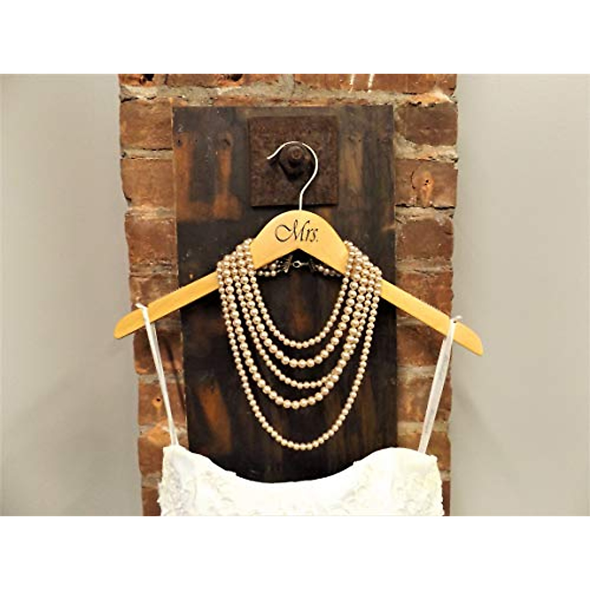 NAHANCO MRSMRS20017 Same Sex, Gay Pride Hanger Set, Natural Wood Hangers with Black Imprint (Mrs. and Mrs.), 17” (2-Piece Set)