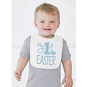 Aiden's Corner Handmade Cute First Baby Boy Girl My 1st Easter Holiday Bibs (Lt Blue White)