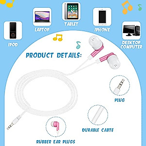 100 Packs Bulk Earbuds Headphones Earphones Kids Colorful in Ear Earbuds Classroom Headphones Bulk Wired Ear Buds Earphones Bulk for Kids Adults Smartphones Laptop Classroom School Library