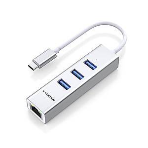 LENTION USB C Hub Ethernet Adapter, 3 USB 3.0 Ports, RJ45 Network Connector for 2023-2016 MacBook Pro, New Mac Air/iPad Pro, Chromebook, More, Stable Driver Certified (CB-C23s, Silver)