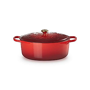 Le Creuset Enameled Cast Iron Noel Collection Signature Oval Dutch Oven, 6.75 qt., Applique w/Gold Knob