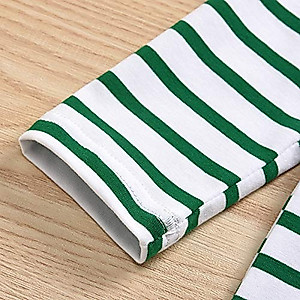 Baby Girl St.Patrick's Day Skirt Set Toddler Girls Ruffle Sleeve Shirts Clover Suspender Dress Outfits (Green-A, 18-24 Months)