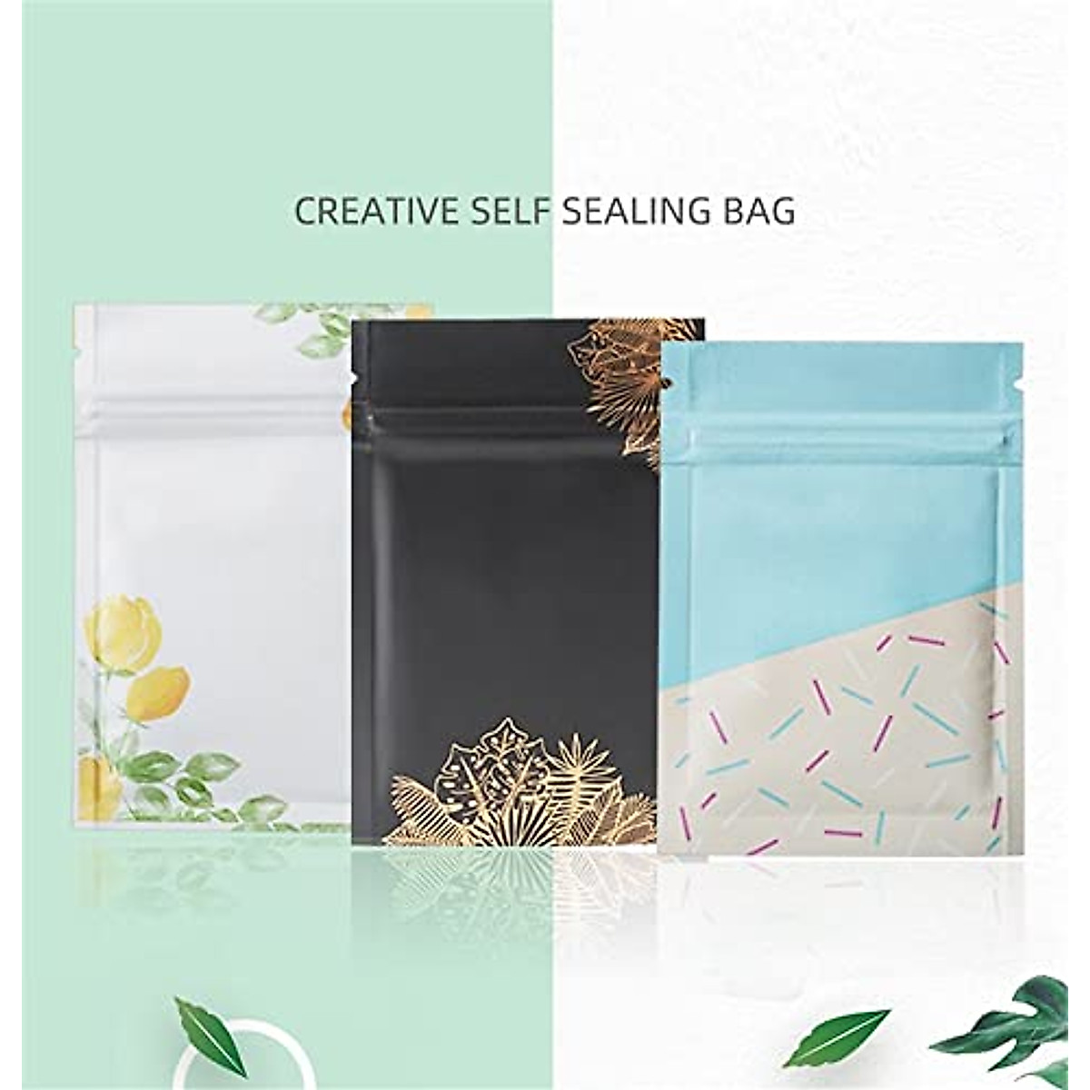 100PCS Colorful Strip Bag For Candy Coffee Food Saver Storage Disposable Snack Container Ziplock Packet Biscuit Bag Resealable Thick Bag Aluminum Foil Bags Sample Bag 3.1x4.7in