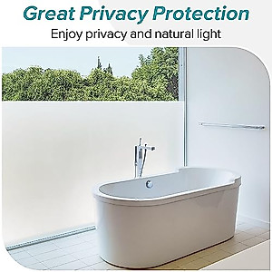 DOWELL Privacy Window Film, Frosted Glass Window Film for Bathroom, Static Cling Non Adhesive Window Clings, Opaque Door Shower Covering, UV Blocking Window Sticker for Home Office, 17.5 x 78.7 inches