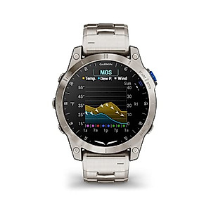 Garmin D2™ Mach 1, Touchscreen Aviator Smartwatch with GPS Moving Map, Aviation Weather, Health and Wellness Features and More, Vented Titanium Bracelet