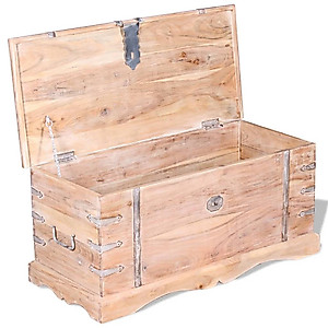 GOLINPEILO Wooden Coffee Table with Two Side Handles, Solid Wood Blanket Storage Chests and Trunks for Bedroom,Hope Treasure Storage Chest Box Home Organizer, 23.6"x23.6"x17.7"