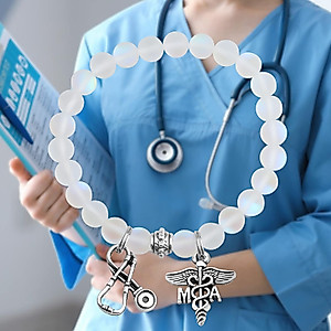 UJIMS Medical Assistant Graduation Gifts MA Stethoscope Charm Bracelet Medical Doctor Nurse Jewelry MA Caduceus Gift (MA Stethoscope Bracelet)