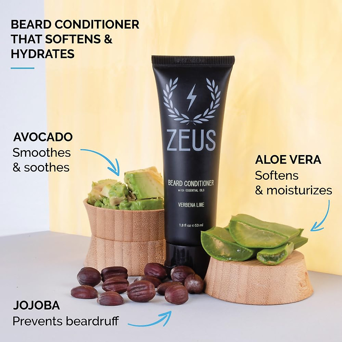 ZEUS Travel Size Beard Wash & Beard Conditioner Set for Men – Soften, Hydrates & Moisturizes - MADE IN USA (Sandalwood)