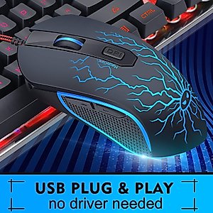 Gaming Keyboard and Mouse Combo, K1 LED Rainbow Backlit Keyboard with 104 Key for Computer/PC/Laptop