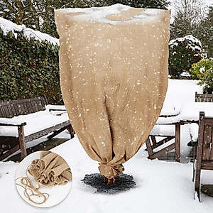 47.2''×70.8'' Plant Cover Drawstring Tree Cover,Burlap Winter Plant Cover Bag,Plant Covers Freeze Protection,Winter Freeze Plant Protection,Reusable Tree Jacket Frost Blanket for Outdoor Plants Potted