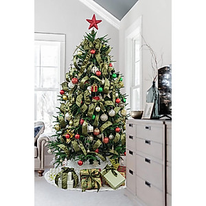 HUIHUANG Olive Green Wired Velvet Ribbon 2-1/2 inch, Green Velvet Wire Ribbon for Christmas Tree, Large Bows, Wreaths, Gift Wrapping, Garland, Home Decor, Crafts-Continuous 10 Yards/Roll