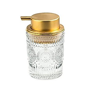 Soap Dispensers 200ml/6.8oz Clear Glass Soap Dispenser Lotion Dispensers Set of 3 with Golden Tray for Bathroom Body Wash Kitchen Hand Soap Lotion Dispenser (Size : One Piece)