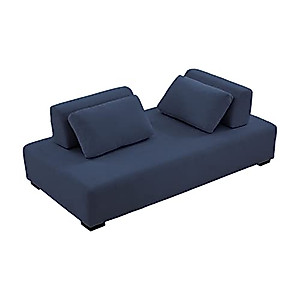 kevinplus 85.4'' Modern Sofa Couch for Living Room, 4-Seat Sofa Couch with 2 Moveable Heavy Back Cushion and 2 Pillows, Contemporary Sofa Couch for Office Studio Apartment, Navy Blue