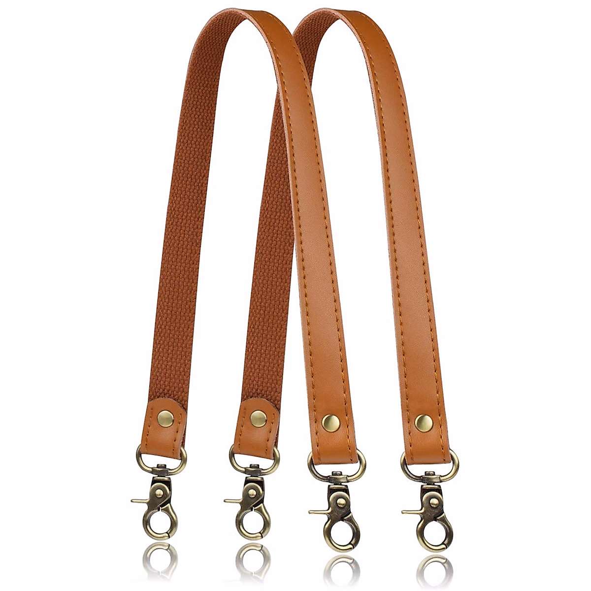 Allzedream Genuine Leather Purse Strap Sewing Canvas Replacement Handbag Shoulder Bag 2 Pcs (Camel)