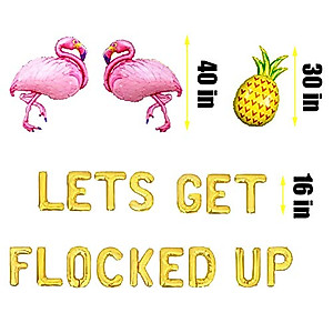Let's Get Flocked Up Balloons Hawaii Luau Flamingo Tropical Summer Beach Pineapple Bachelorette Party Banner Flamingo Bach Bachelorette Party Supplies Decorations