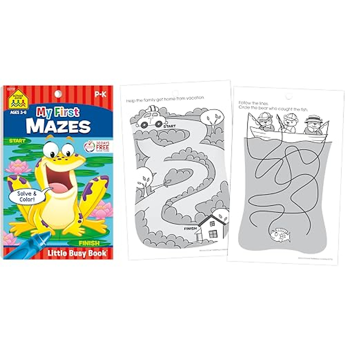 School Zone - My First Activities On-the-Go! 6-Pack Workbook Set - Ages 4+, Preschool to 2nd Grade, Dot-to-Dot, Hidden Pictures, Mazes, Coloring, and More (School Zone Little Busy Book™ Series)