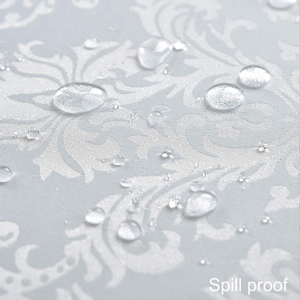 Rectangle Table Cloth - 52 x 70 Inch White Jacquard Tablecloths Damask Design Spillproof Wrinkle Resistant Shrinkproof Soft Tablecloth Polyester Oblong Table Cover for Kitchen Dinning Party Tabletop