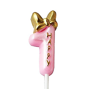 Gold 1 Candle Birthday Girl,Golden First 1st Birthday Candle Girl for Cake Topper, Number 1 Cake Topper Gold, 1th Birthday Party for First 1 Year Old Cake Candle (Number 1)