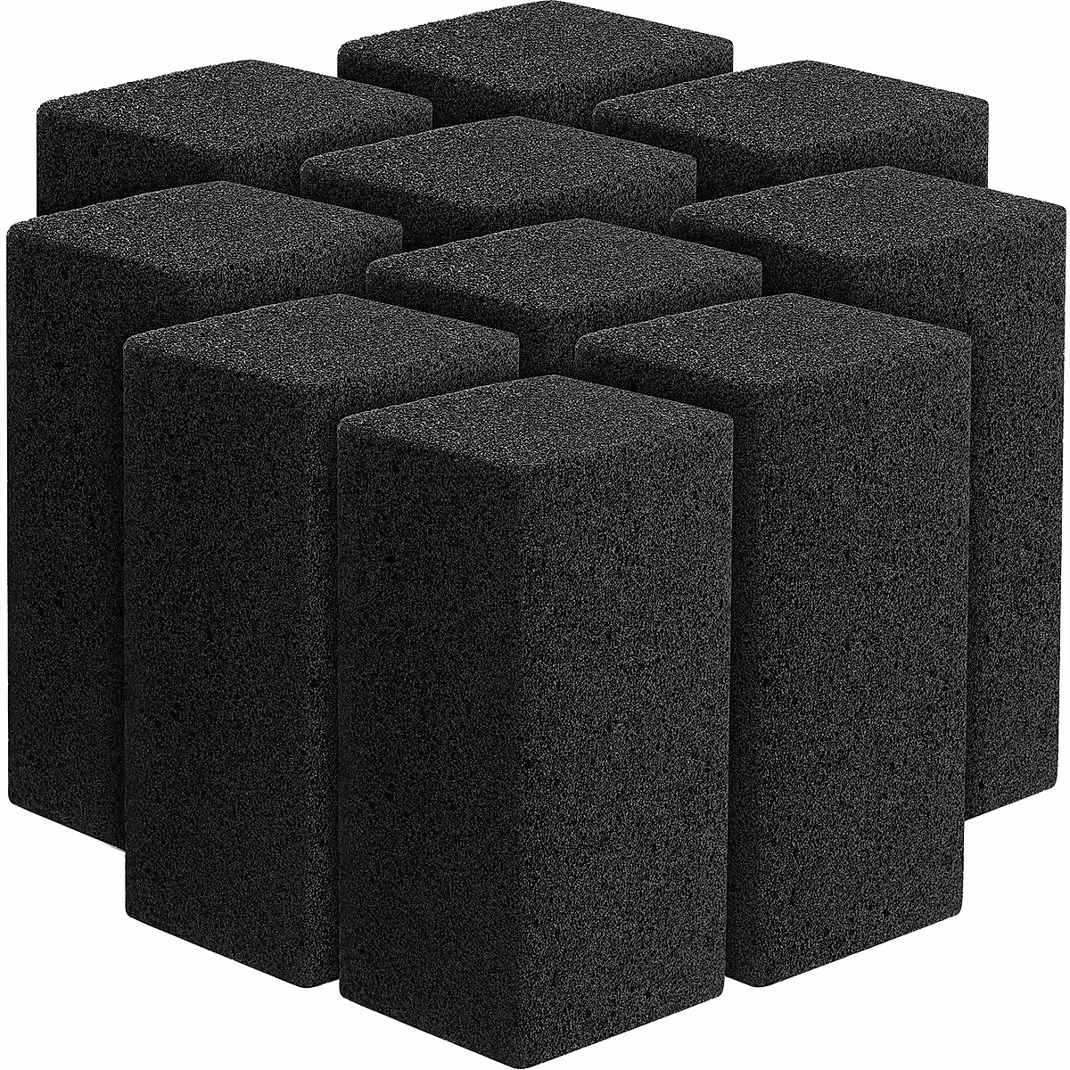 10 Pieces Commercial Grade Grill Cleaning Brick Bulk Heavy Duty Pumice Stone Brick Cleaning Grill Stone Reusable for Home Restaurant Griddles, Flat Top and BBQ Grates Outdoor Cleans(Black)