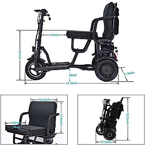 MotoTec Folding Mobility Electric Trike 48v 700w Dual Motor Lithium Black, 42x22x33 Inch, MT-FOLD-TRK-700