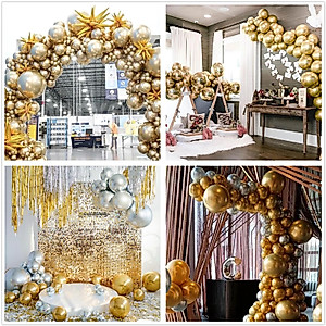 412pcs Metallic Gold Balloon Garland Arch Kit 18 12 10 5 Inch Different Sizes Latex Chrome Balloons for Baby Shower Birthday Graduation Wedding Anniversary Celebration Party Decoration