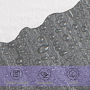 Poeticcity Black Zen Basalt Stones with Dew Green Bamboo on Dark 2 PCs Soft Pure Cotton Towel Set for Bathroom, 1 Skin Friendly Bath Towel 27x54 in, 1 Absorbent Hand Towel Wash Cloth 12x12 in