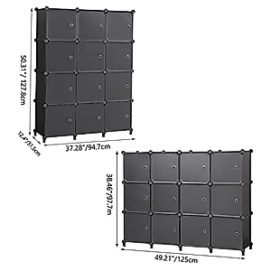 ANWBROAD Cubes Storage Organizer 12-Cube Shelves Closet Organizers and Storage with Doors for Bedroom Bookshelf Clothing Storage ULCS12BM