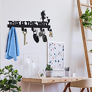 Pentacle Toys This is The Way 5 Hook Key Holder - Disney Inspired Key Hook Rack - Classic Metal Wall Hanger - Disney Game Room Key Hangers - Kids Room Décorative Metal Hanger