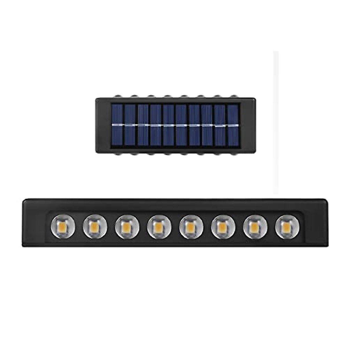 ASLIDECOR 16 Led Up Down Solar Wall Lights, 2 Pack Warm White Solar Fence Lights Waterproof,Black Solar Deck Lighting for House Garden Porch