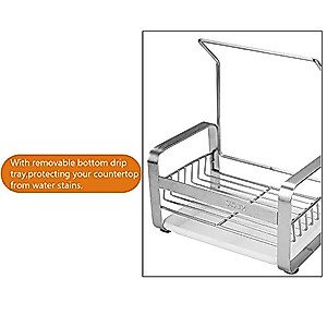 TuuTyss Stainless Steel Sink Caddy Sink Organizer,Holds Sponge for Kitchen Sink with Dish Cloth Hanger