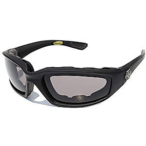 3 Pairs of Choppers Glasses Padded Frame Clear Yellow Smoke Lense Block 100% UVB for Outdoor Activity Spot
