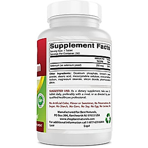 Best Naturals Selenium 200 mcg Supplement, 240 Count