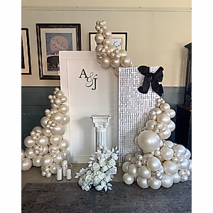 Woaipati 120PCS Pearl White Double-Stuffed Balloons different sizes 18/12/10/5 inch Pearl Balloon Garland Kit for Wedding Women's Birthday Baby Shower Anniversary Party Decorations