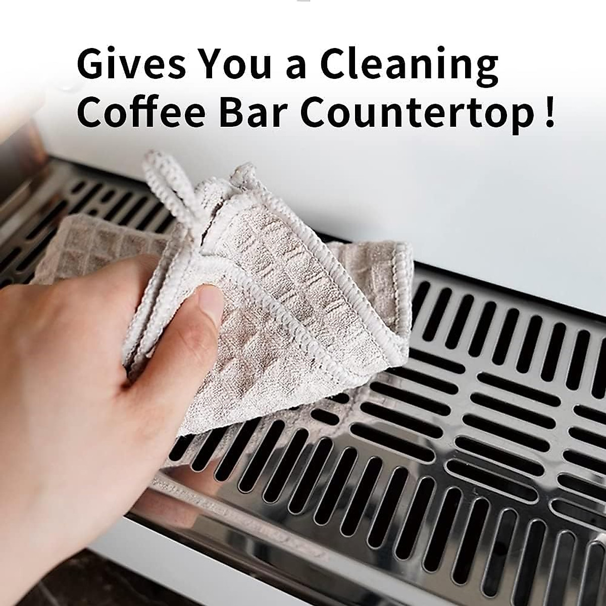 watchget Microfiber Cleaning Cloth,Barista Micro Cloth 4 Pack-Microfiber Barista Towels Espresso Towel Espresso Machine Cloths, Steam Wand Cloth, Kitchen Cleaning Cloth Waffle Weave Dark Grey(12"x12")