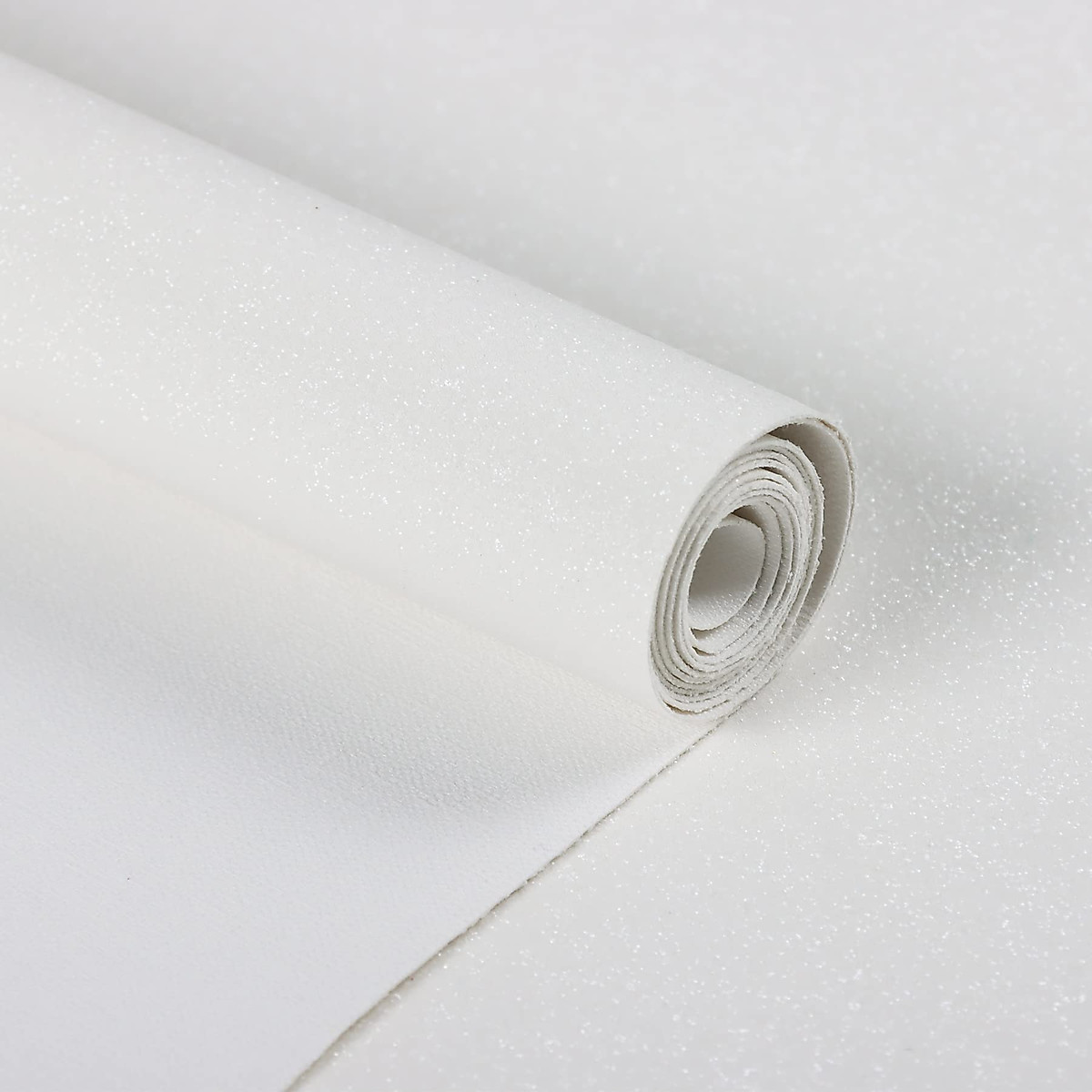 HGUAN Solid Color Glitter Faux Leather Rolls 12"X53"(30cmX135cm),Faux Leather Sheets Very Suitable for Making Crafts, Leather Earrings, Bows,Sewing (White)