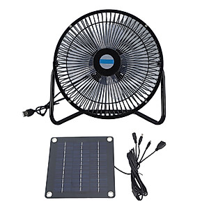 Solar Panel Powered Fan Portable USB Metal Mesh 10W Camping Solar Panel Fan for Pet House Chicken Coop