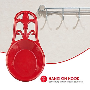 Home Basics Cast Iron Fleur De Lis Spoon Rest (Red)