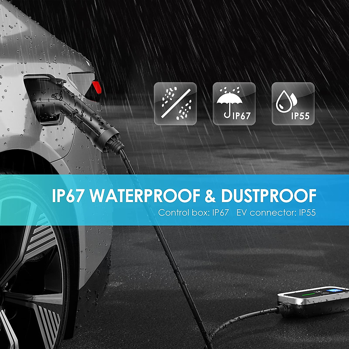 Evjuicion Level 2 EV Charger, 40Amp 240V Portable Electric Vehicle Charger 25Ft Cable NEMA 14-50 Plug for J1772 Electric Car Home Charging Station, Delay Timer