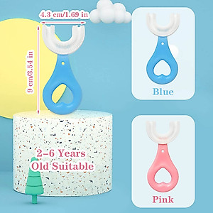 BIOSON 4 Packs Kids U Shaped Toothbrush with Silicone Bristles Massage Toddler Toothbrush, 360° All-Round Oral Cleaning Tooth Brush Whole Mouth U-Shaped Training Toothbrushes for Kids Childrens