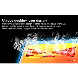 Archgon 1TB USB 3.2 External SSD M.2 NVMe Solid State Drive | Dual-Layer Heatsink Inside | Max. Speed Up to 1040 MB/s | Protection Case Included Model S93 (1TB, Aluminum, Silver)