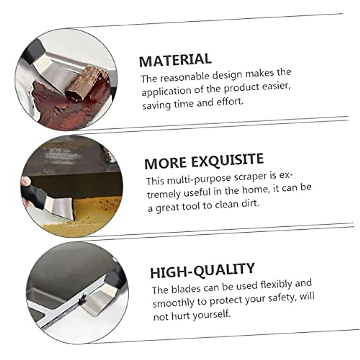 PRETYZOOM 4pcs Cleaning Blade Tools Razor Floor Scraper Tile Floor Scrapers Glue Tile Adhesive Removal Paint Squeegee Jar Opener Tool Floor Tile Cleaning Scraper Cement Stainless Steel Black