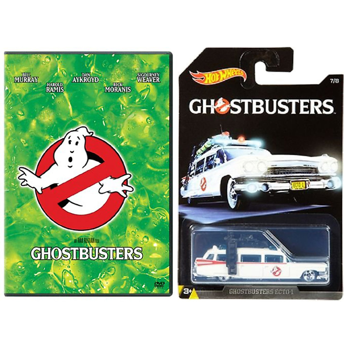 Ghostbusters: 1 DVD with Hot Wheels Exclusive Classic Ghostbusters Ecto 1 Car Die Cast 1:64 Model Bundle