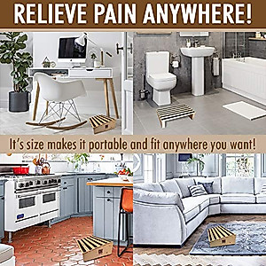 Dr. Foot Rest Wood Ergonomic Wood Foot Stool Under Desk Foot Rest with 17.7" Width for Office Home to Relieve Tendon Pains and Improve Blood Circulation