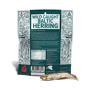 PLATO Pet Treats Fish Dog Treats - Air-Dried, Single Ingredient Dog Treat - with Omega 3 & 6 Fatty Acids to Support Skin and Coat - 100% Whole Fish - Wild Caught Baltic Herring Dog Treats - 3oz