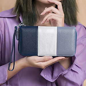 Moflycom Womens Wallet RFID Blocking Genuine Leather Multi Credit Card Large Capacity Zip Around Clutch Travel Purse Wristlet