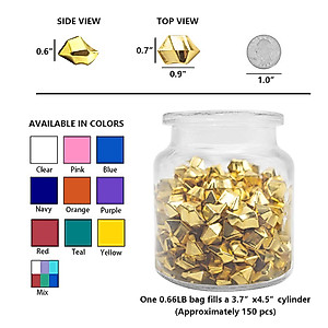 DomeStar 150PCS Fake Gold Ice, Gold Acrylic Ice Fake Plastic Gold Nuggets Gold Rocks Gems Marble Vases Fillers for St. Patrick’s Table Scatter Decoration